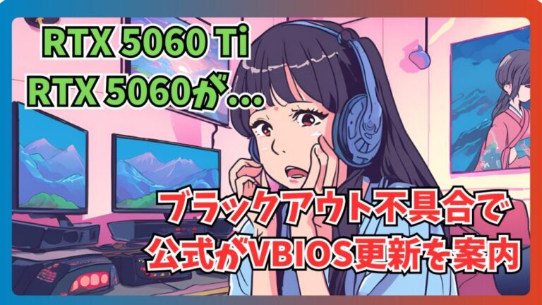 【VBIOS更新】RTX 5060シリーズで画面がブラックアウトする不具合でNVIDIAがファームウェア更新をアナウンス